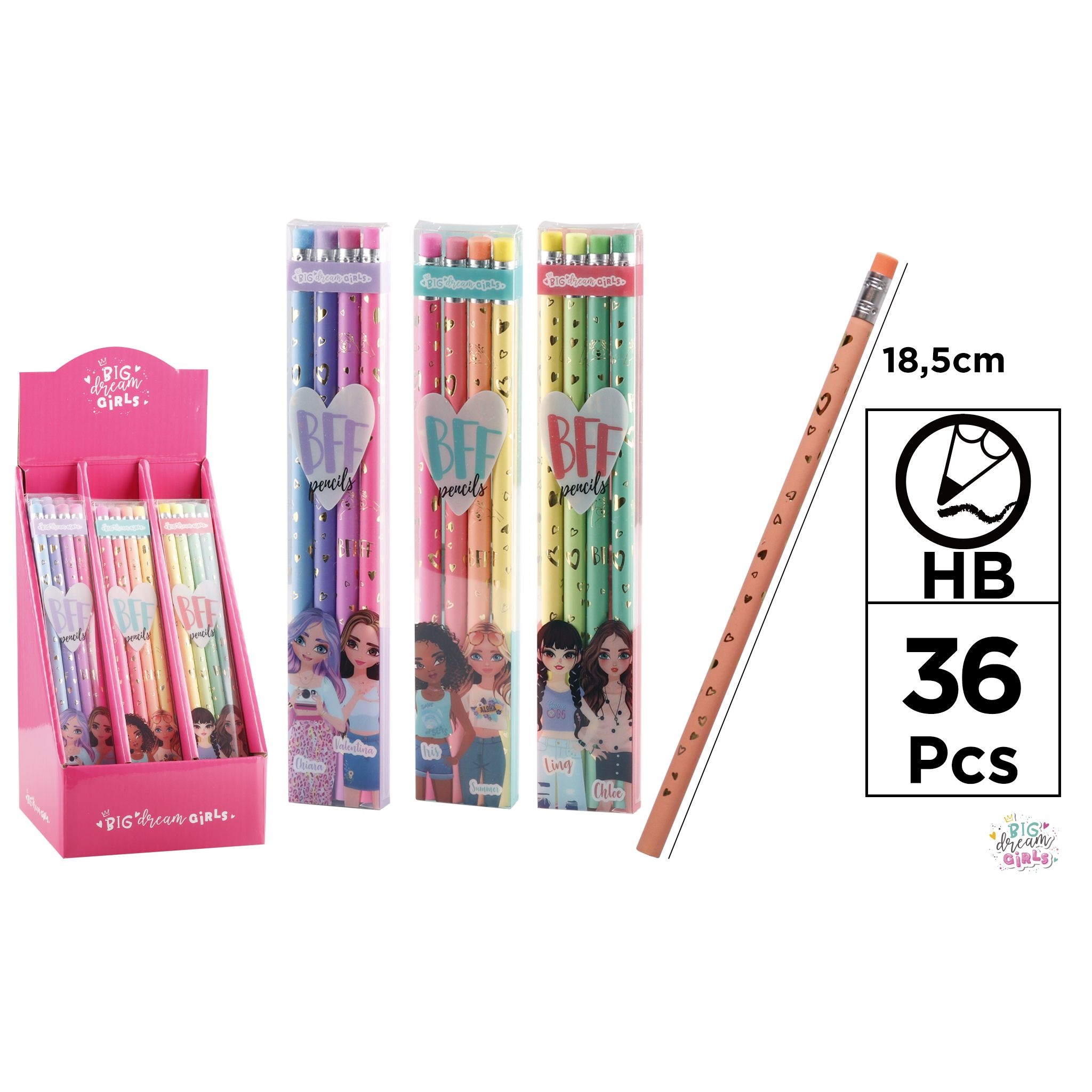 Wholesale BD014 Big Dreams Girls Graphite Pencil Set HB Pencil Set with ...