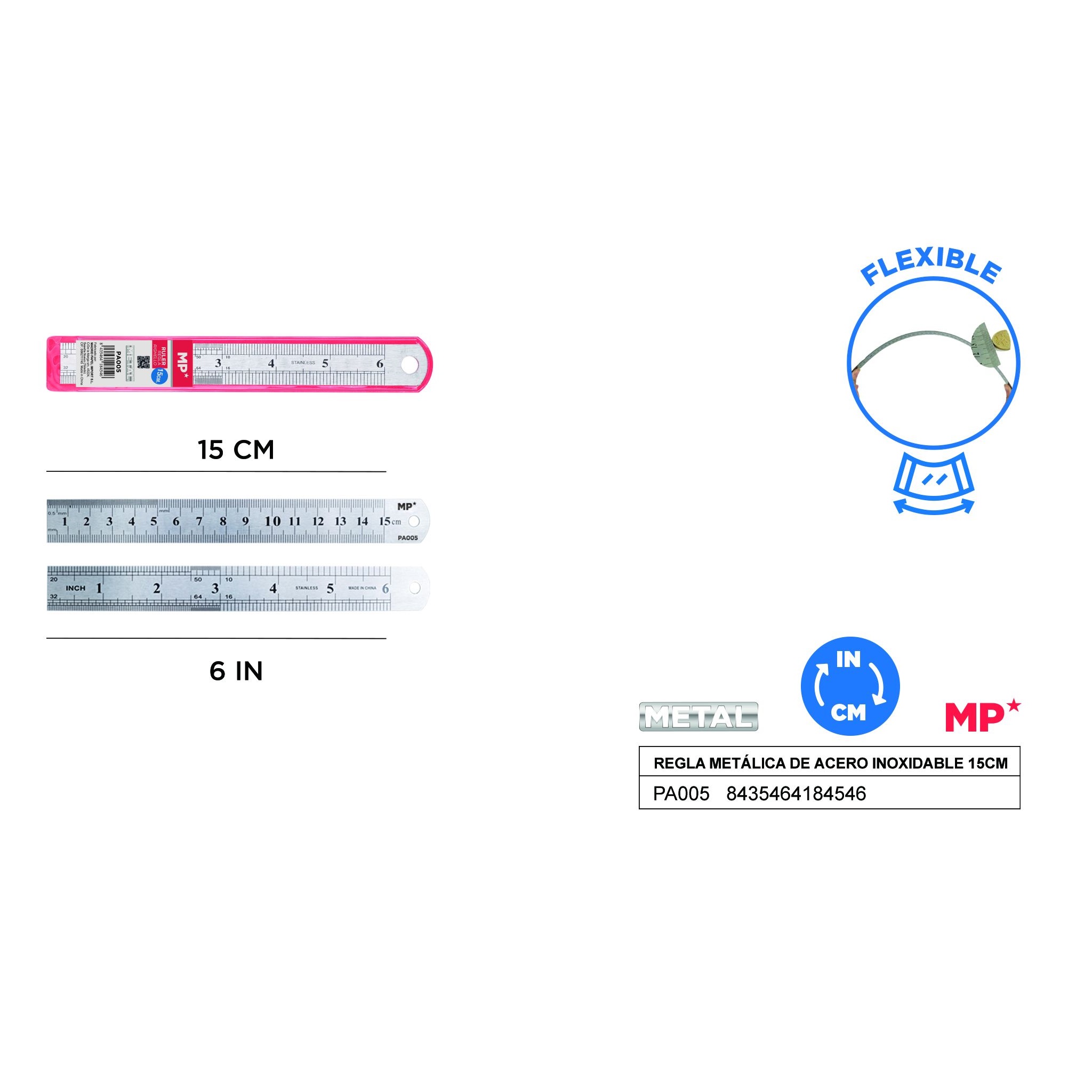 Wholesale PA005 Stainless Steel Metal Ruler Double Sided Straight Ruler cm and Inch Ruler ...