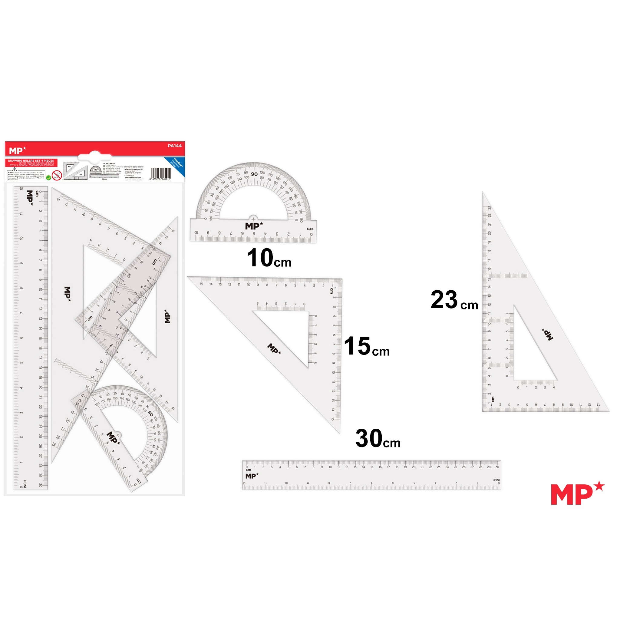 Wholesale Math Geometry Kit 4 Pieces Ruler Set 4 Units Production and ...
