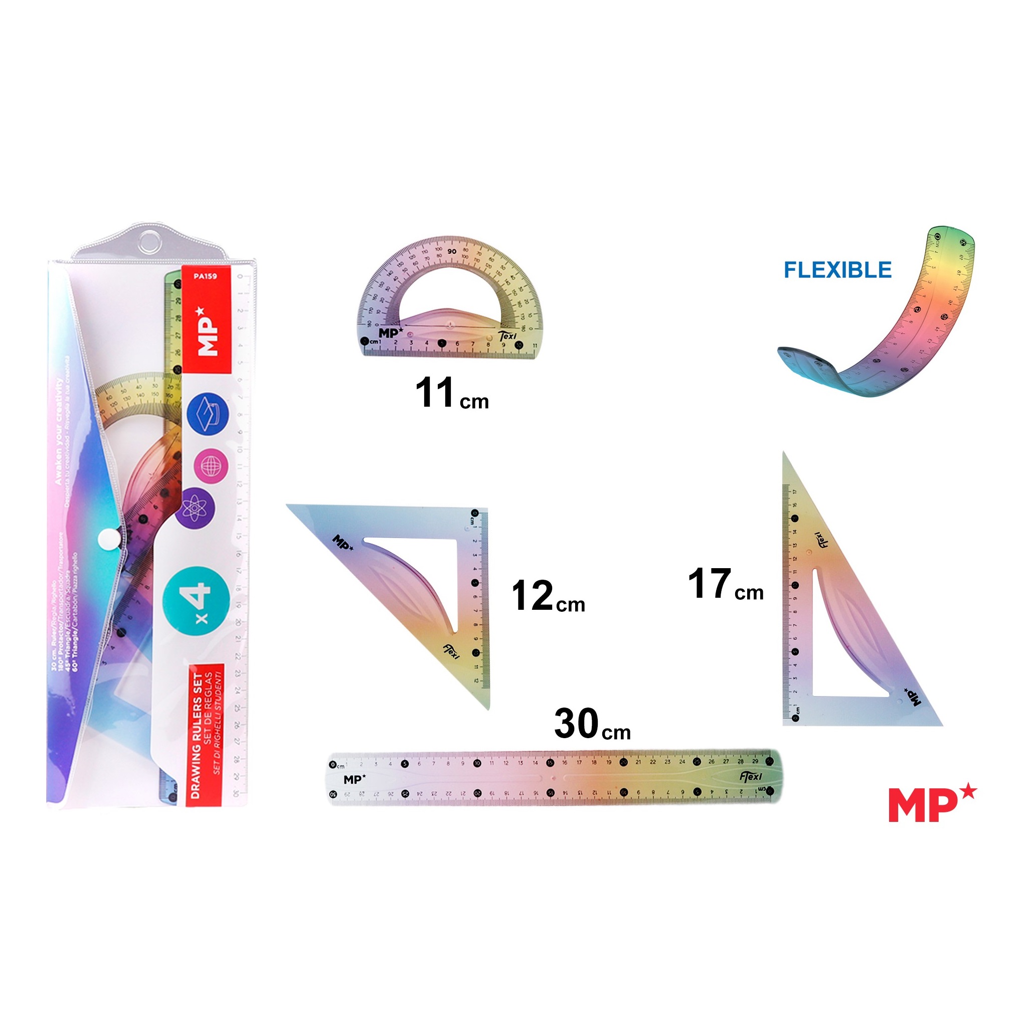 Wholesale Drawing Ruler Set of 4 Flexible Plastic Ruler Set ...