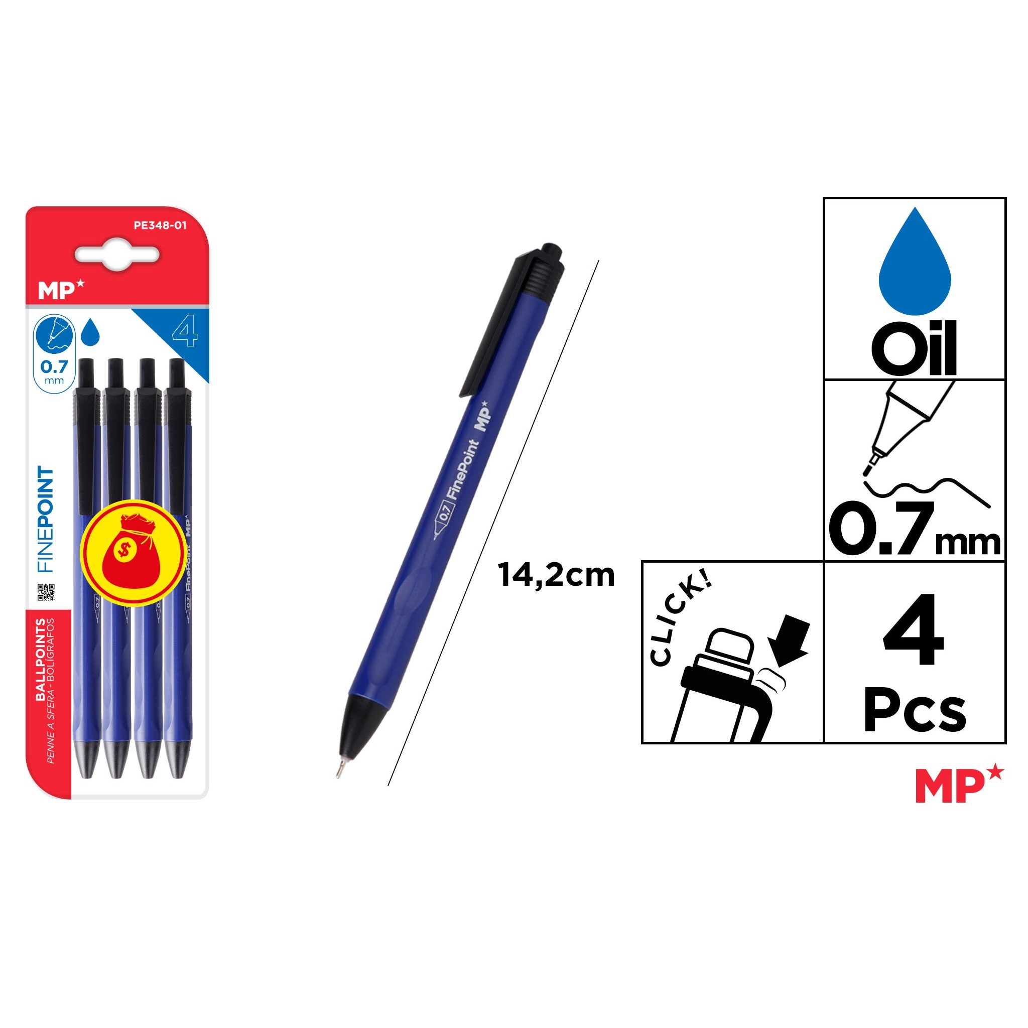 Wholesale PE348 Push-up Ballpoint Pen Office Ballpoint Pen 0.7mm Oil ...